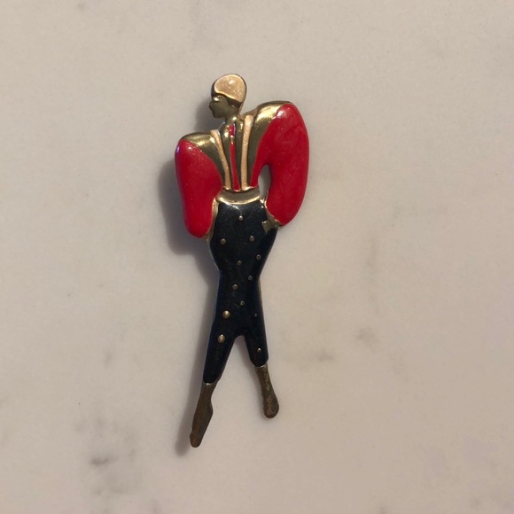Jewelry | Vintage Enamel Lady Pin Brooch | Poshmark